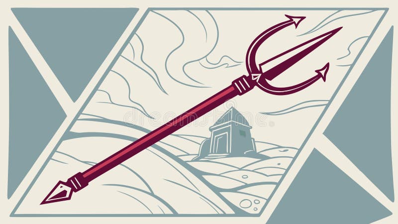 Mystical Trident on an Ancient Map or Scroll, Vector Design Generative ...