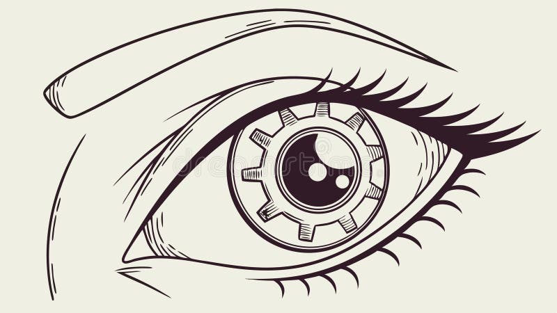 Human Eye with Gears, Symbolizing Vision or Precision, Vector Design ...