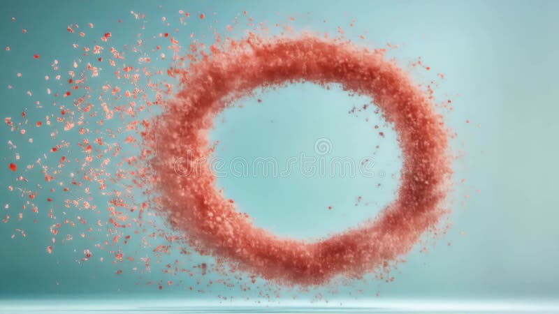 Abstract Circle Forming from Vibrant Red Particles in a Serene Blue ...