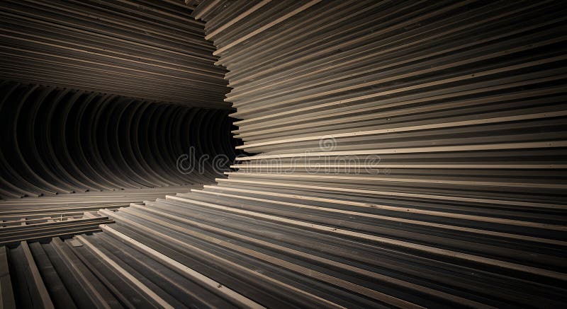 Abstract Wooden Tunnel Structure with Geometric Lines and Dark Interior ...