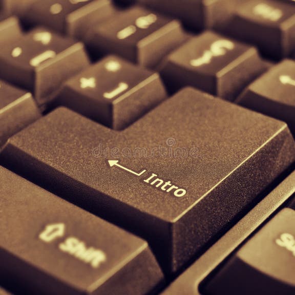 Intro Key of a Computer Keyboard, with a Retro Effect Stock Photo ...