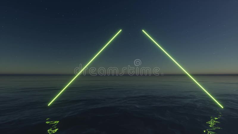 Intro Neon Lines on the Ocean 3d Stock Illustration - Illustration of ...