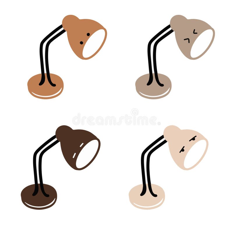 Playful Cartoon Study Lamp Vector with Various Expressions Cute ...