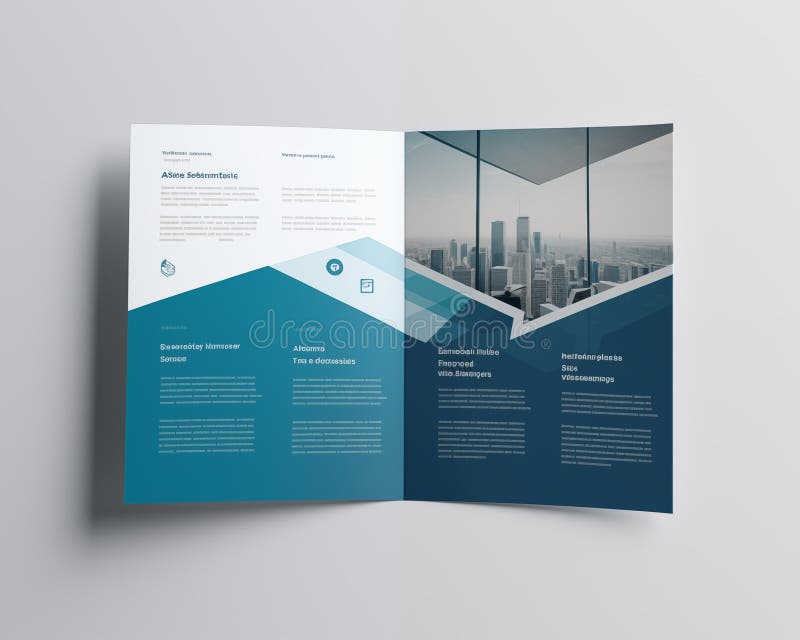 Corporate Business Trifold Brochure Template with Blue Elements. Stock ...