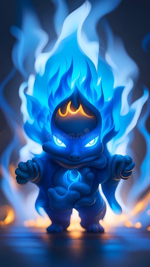 3D Blue Flame Cartoon Character Design Illustration Ai Generated Stock ...