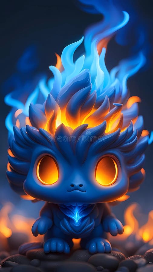 3D Blue Flame Cartoon Character Design Illustration Ai Generated Stock ...