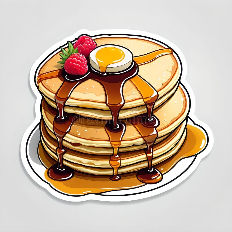 Whimsical Pancake Sticker: Syrup Pouring Delight Stock Image ...