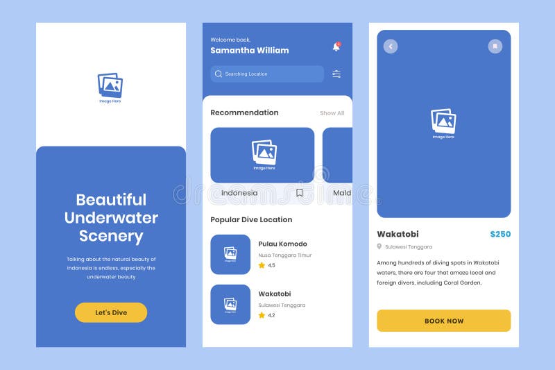 Dive App UI Design stock vector. Illustration of purple - 281153802