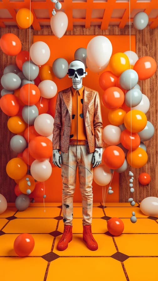 Halloween Themed Backdrop - a Person Wearing a Skeleton Garment Stock ...
