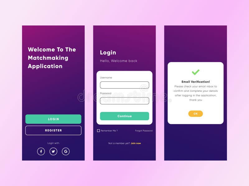 Login Dating App UI Design stock vector. Illustration of interface ...