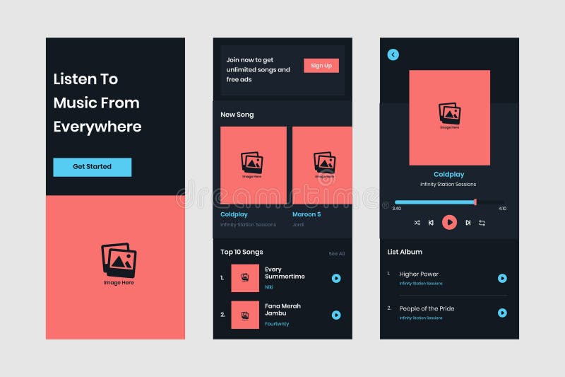 Music Online App UI Design stock vector. Illustration of technology ...