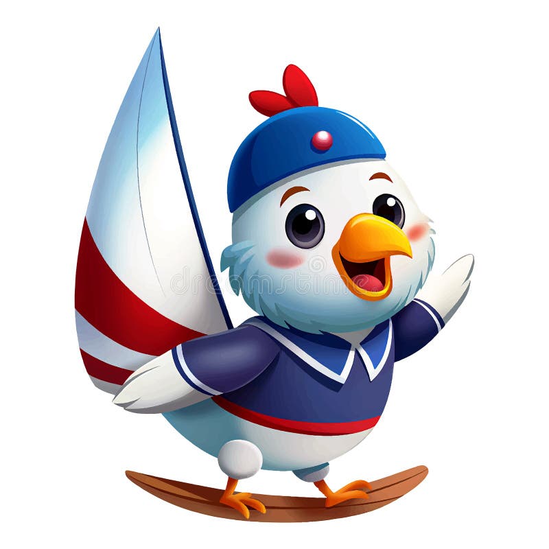 Cute Blue Chicken Clipart in Sailing Sports Competitions. Stock ...