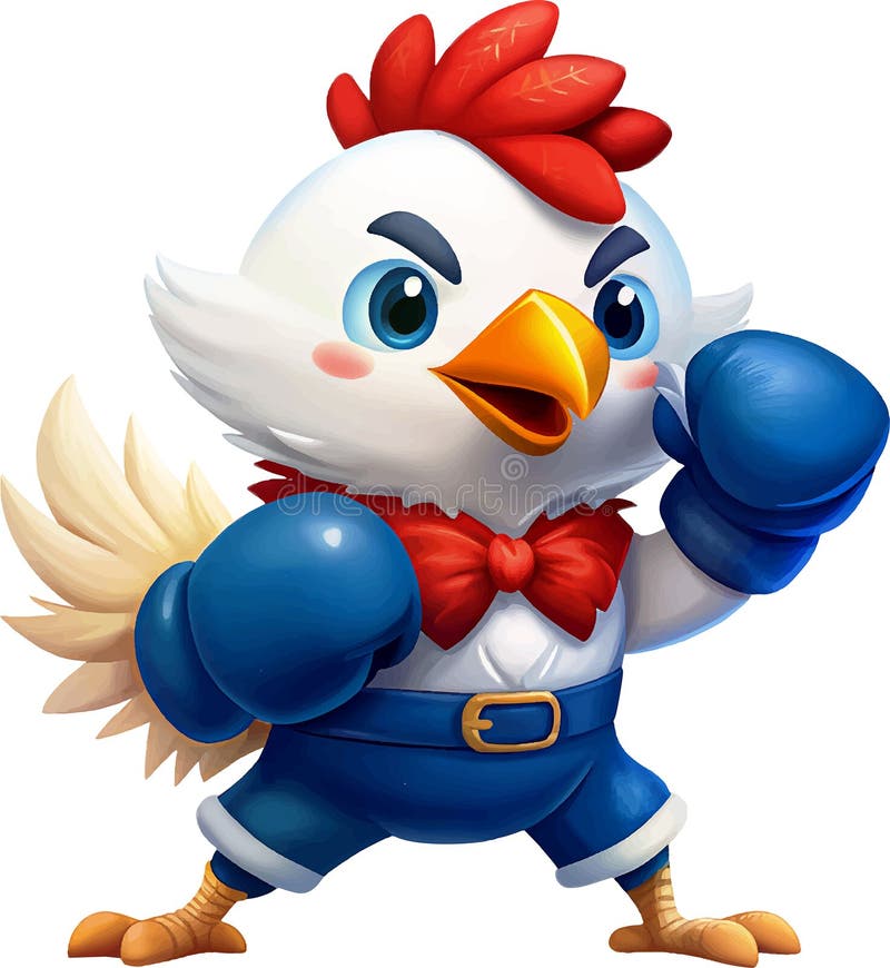 Cute Blue Chicken Clipart in Boxing Sports Competitions. Stock ...