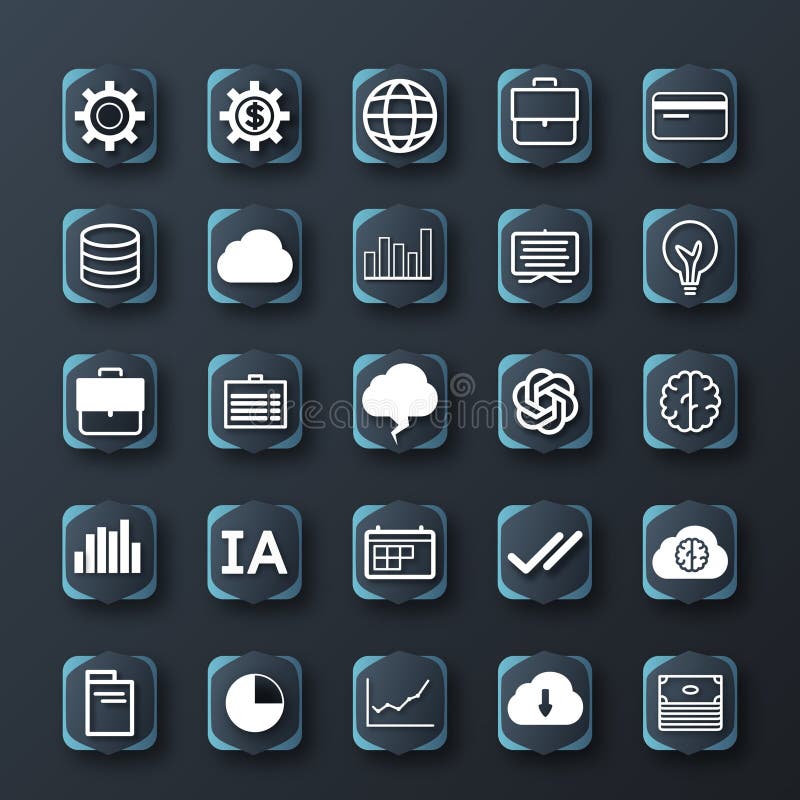 Futuristic Icons Set for Web and Mobile Applications - Clean Vector ...