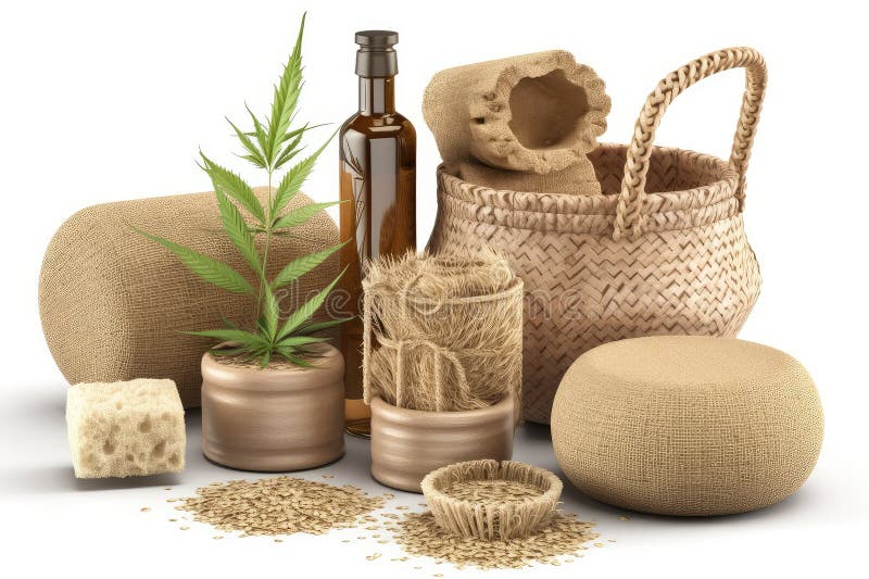 Hemp Products Set. High Resolution, Isolated on White Background. Stock ...