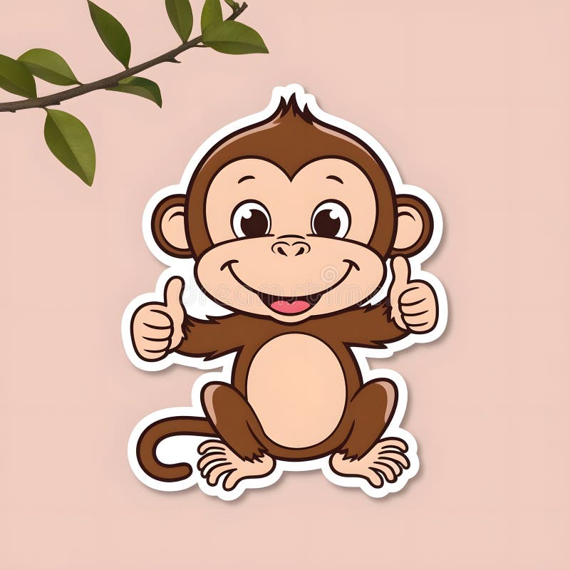 Playful Monkey 3D Sticker Cute and Expressive Fun Stock Illustration ...