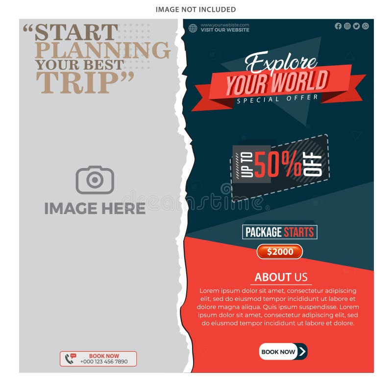 Tour and Travel Post or Social Media Post Web Banner Template. Stock ...