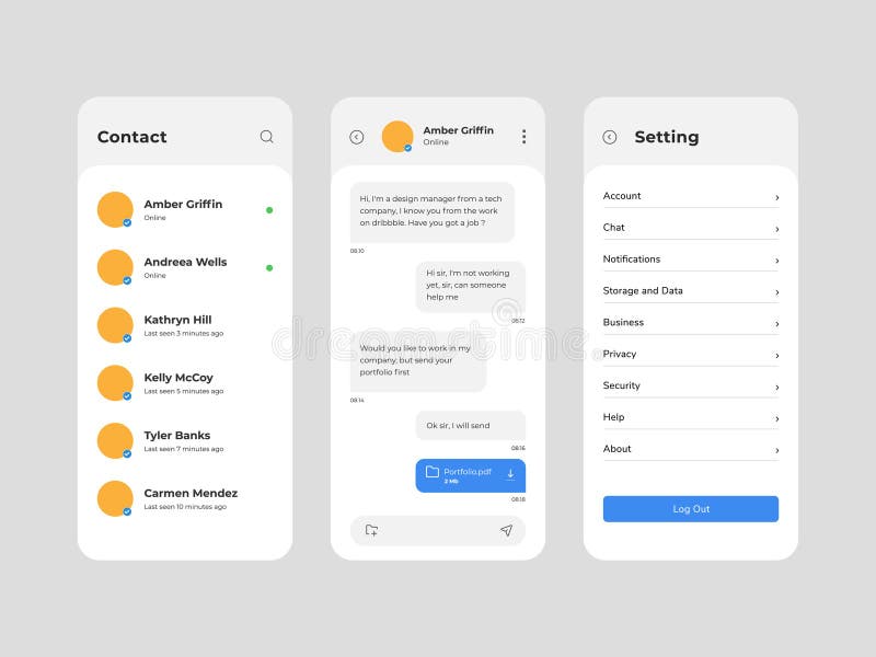Simple Chat App UI Design stock vector. Illustration of simple - 281148170