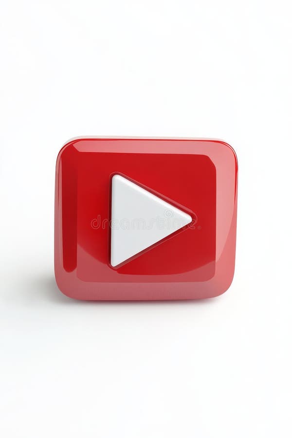 Introducing the Unique 3D YouTube Play Button Icon with a Red Square and White Triangle Stock ...