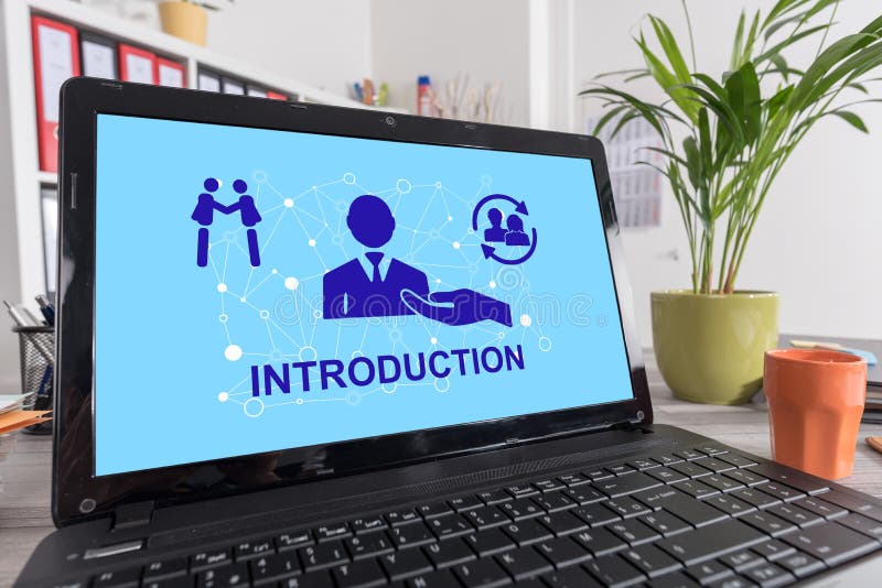 Introduction Concept on a Laptop Stock Photo - Image of welcome, people ...