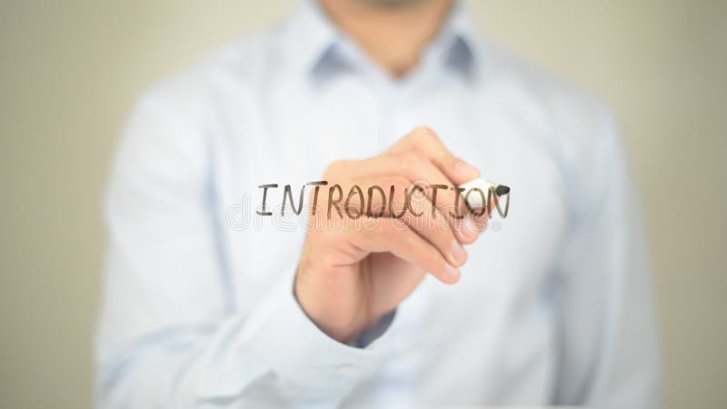 Introduction , Man Writing on Transparent Screen Stock Image - Image of ...