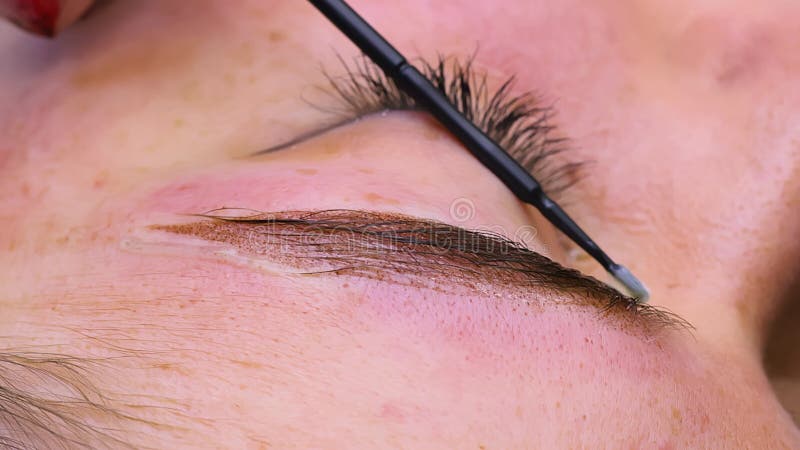 Cosmetology Procedure Permanent Eyebrow Makeup Stock Video - Video of ...