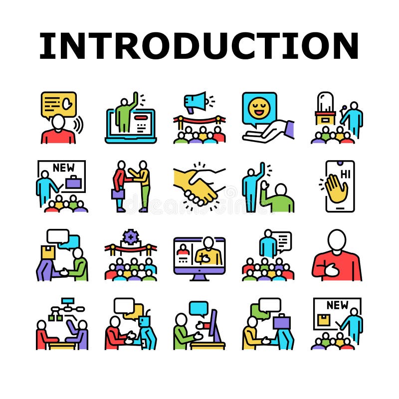 Introduction Speech Collection Icons Set Vector Stock Vector ...