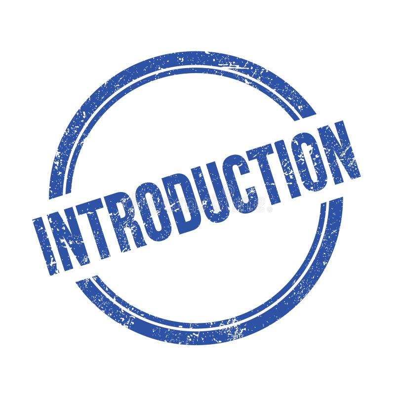 INTRODUCTION Text Written on Blue Grungy Round Stamp Stock Illustration ...