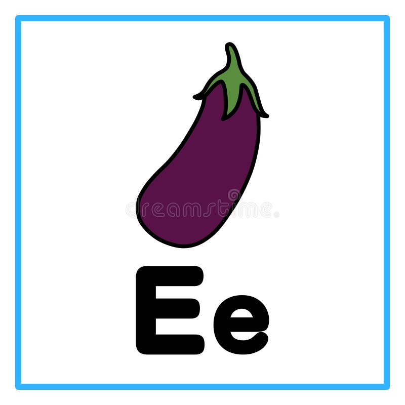 Flat Eggplant Alphabet E Illustration Stock Illustration - Illustration ...
