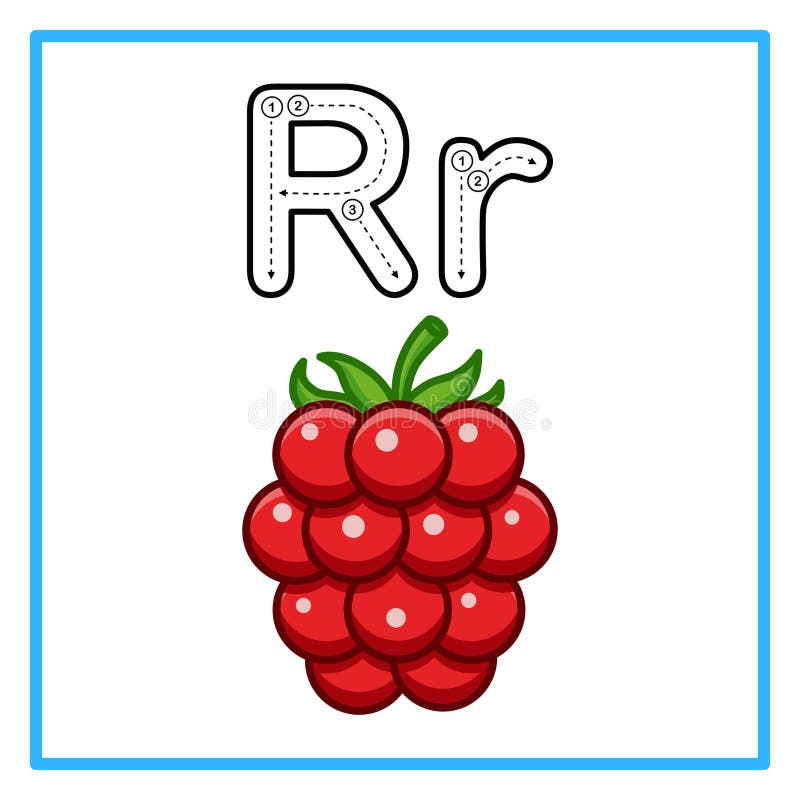 Tracing Alfabet Trace Fresh Raspberry Illustration Stock Illustration ...
