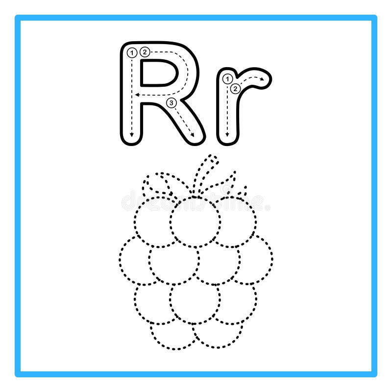 Tracing Alfabet Trace Raspberry Illustration Stock Vector ...