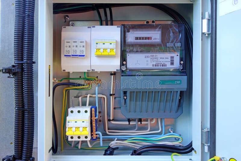 Introductory Electrical Box with Three-phase Electricity Meter Stock ...