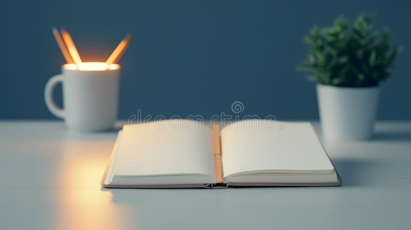 Introspection Reflection and Growth Concept Open Notebook on a Desk ...