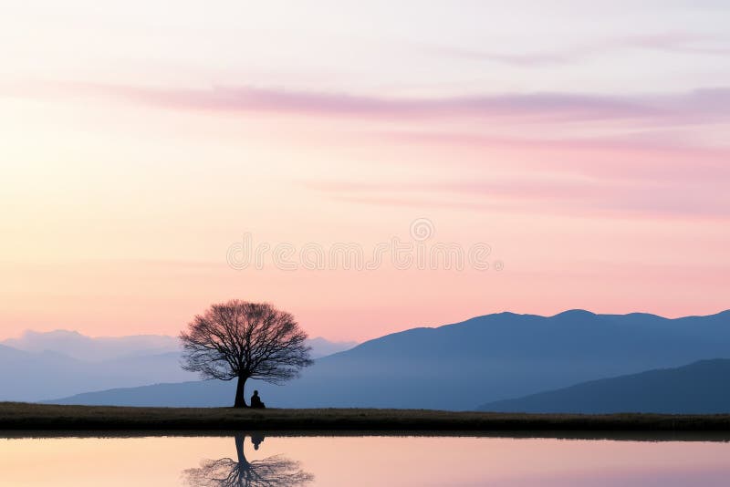 Introspection Reflection and Growth Concept Serene Landscape with a ...