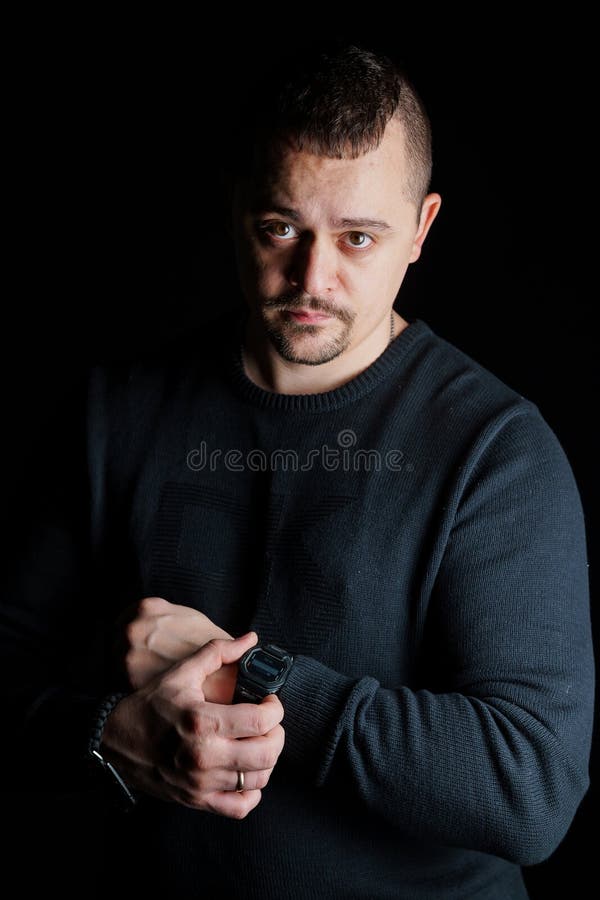 Introspective Portrait of a Man in a Dark Setting Stock Image - Image ...