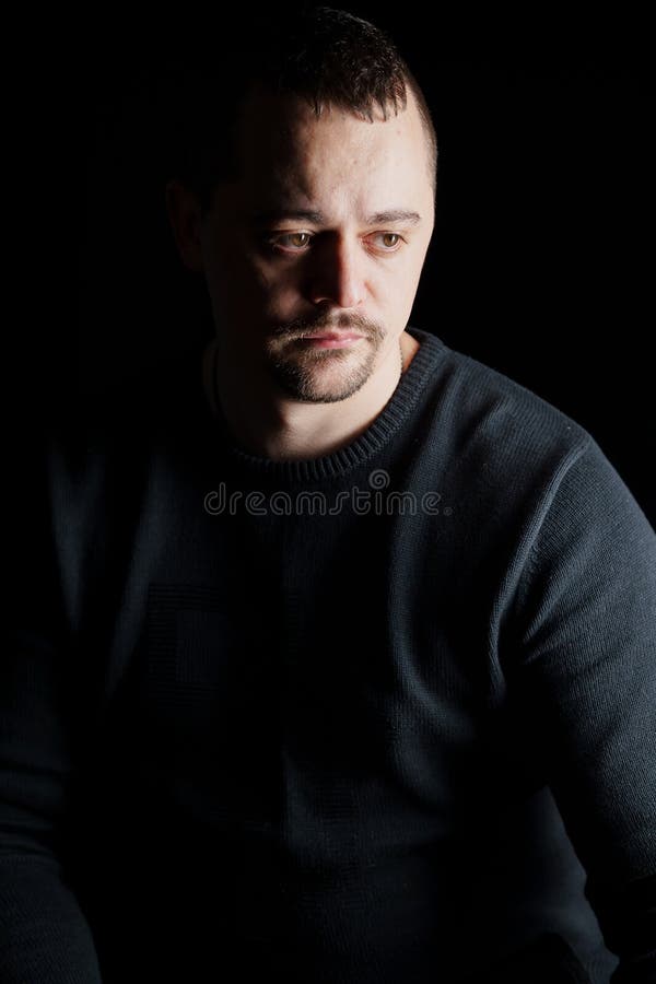 Introspective Portrait of a Man in Low Light Stock Photo - Image of ...