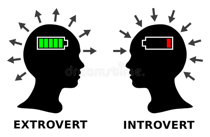 Introvert Vs Extravert Concept Introverted Male Character Sitting in ...