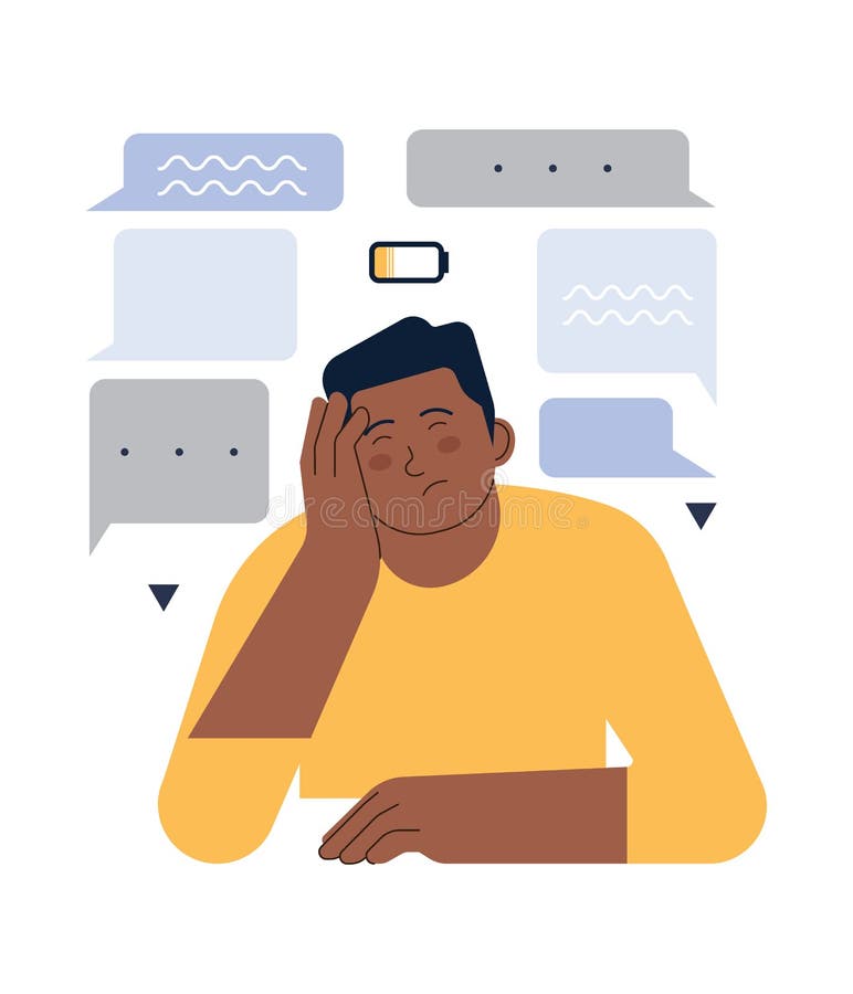 Introverted Person. Antisocial Character Prefers To Spend Time Stock ...