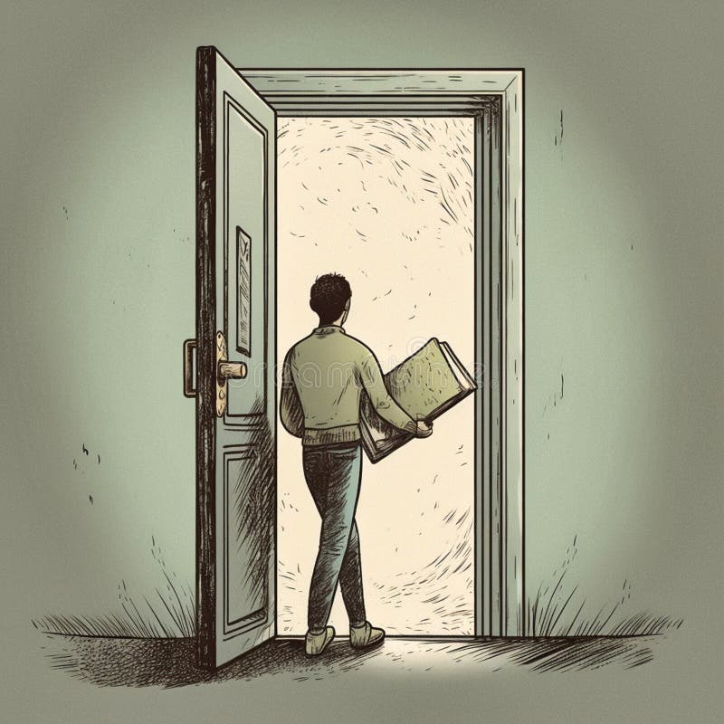 The Introverts Path To Self-discovery Man Opening, Generative AI Stock ...