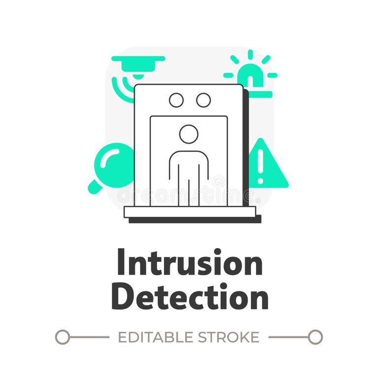 Intrusion Detection Flat Outline Concept Icon Stock Illustration ...