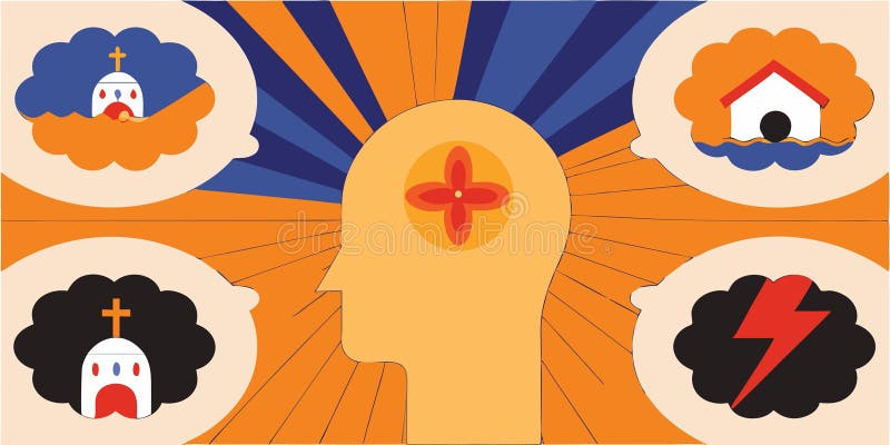 Intrusive Thoughts in Mind – Flat Vector Mental Health Illustration ...