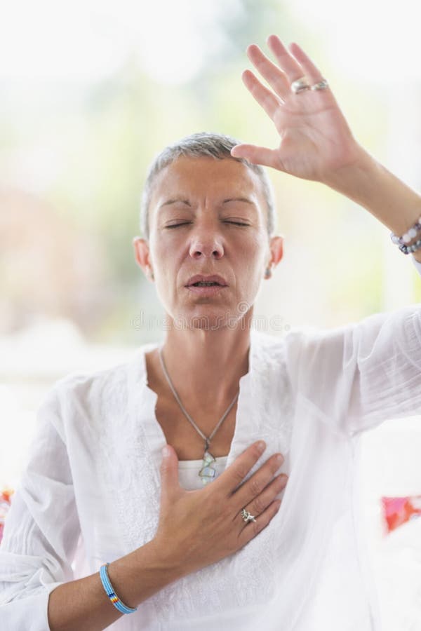Intuition Meditation Hand Gesture Stock Image - Image of female, people ...
