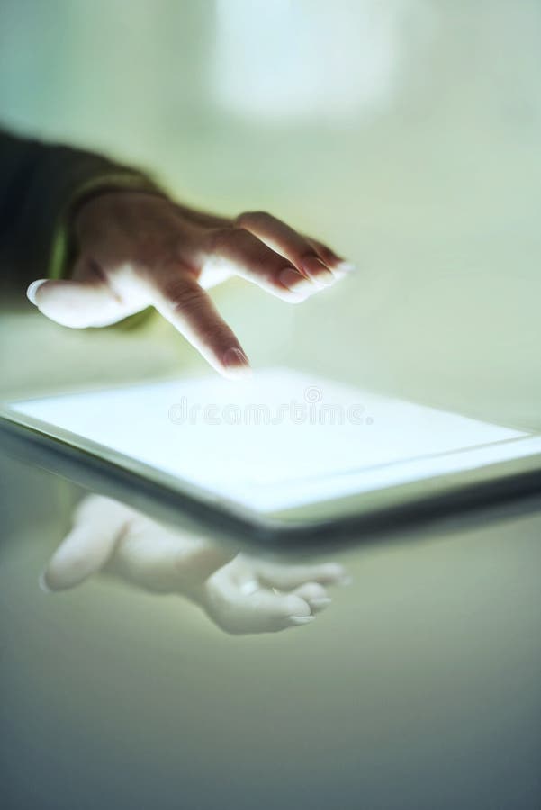 Intuitive Technology. Cropped Closeup of a Womans Hand Above a Digital ...