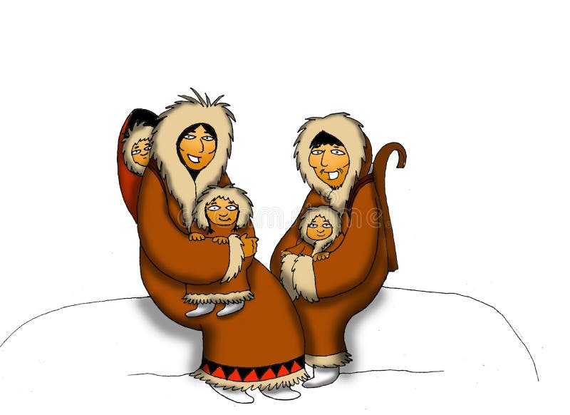 Inuit family stock illustration. Illustration of yukon - 99745943