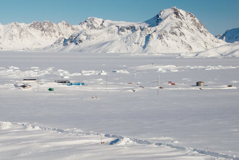 Inuit Village and Mountains, Greenland Stock Photo - Image of village ...