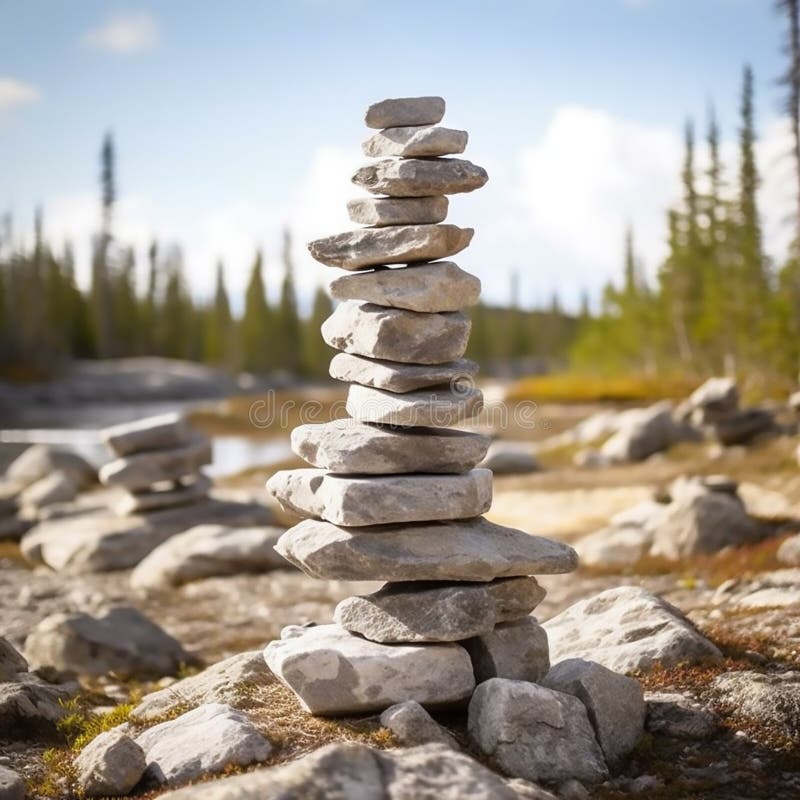 Inukshuk Cairns stock illustration. Illustration of memorial - 278781181