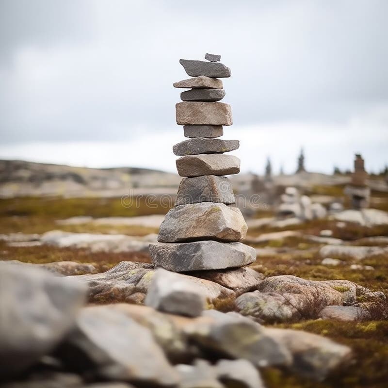 Inukshuk Cairns stock illustration. Illustration of sculpture - 278781191