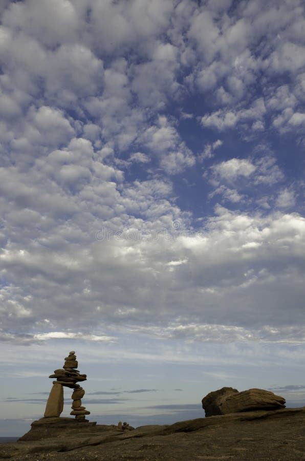 Inukshuk on the Notrthumberland Strait, Nova Scoti Stock Image - Image ...