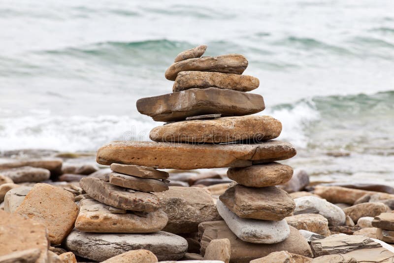 Inuksuk or Inkukshuk on the Huron Lakeshore Stock Image - Image of ...