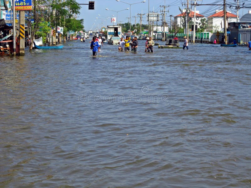 Inundated Road editorial image. Image of boat, anguish - 22175400